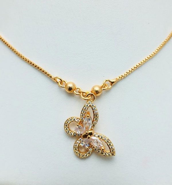 Stylish Zircon White Butterfly Locket Jewelry Set (ZV:19585) Online ...