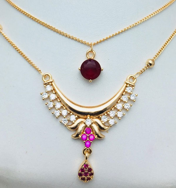 Double Layered Zircon Chain Locket Necklace Jewelry Set (ZV:19488 ...