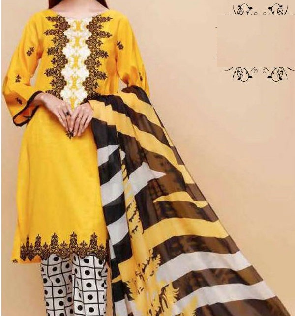 Eid Embroidered Lawn Collection 2020 with Chiffon Dupatta UnStitched ...