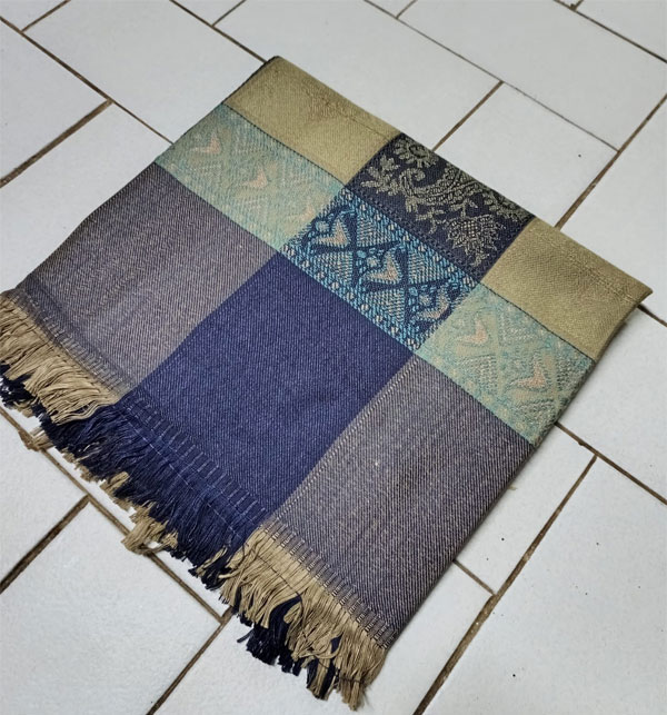 Womens Kashmiri Fine Wool Hand Printed and Embroidered Shawl