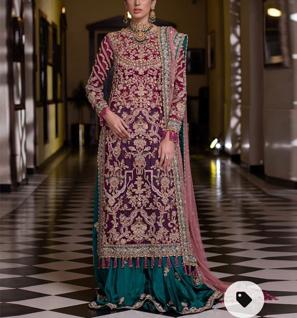 Latest Full Handwork Heavy Embroidered NEt Dress With Embroidered ...